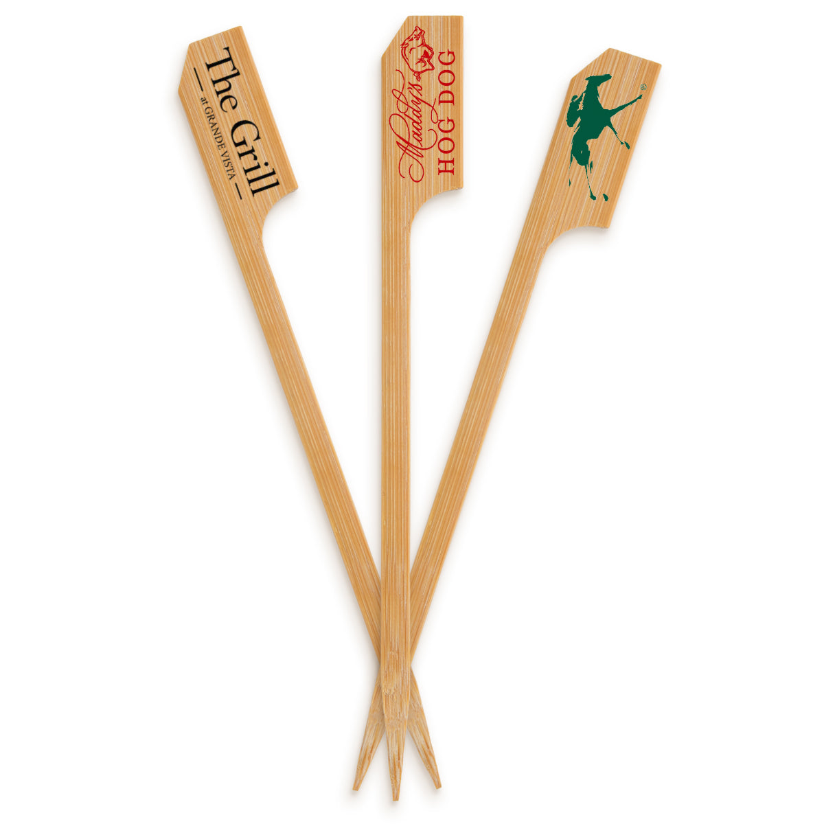 6" Customizable Double Wide Bamboo Paddle Pick Biodegradable ...